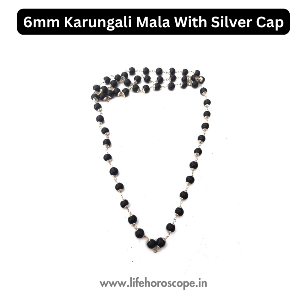 6mm Karungali Mala with Silver – Premium Spiritual Wear